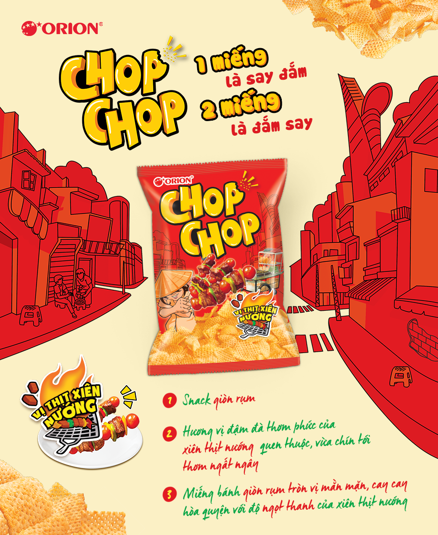 Bánh Snack Chop Chop vị Thịt Xiên Nướng - Công ty TNHH Thực phẩm Orion Vina