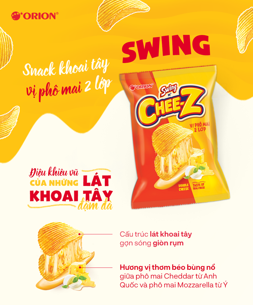 Snack phô mai 2 lớp Swing gói 56g Bách hóa XANH
