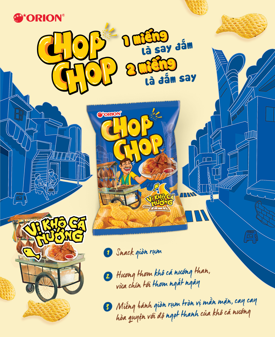 Bánh Snack Chop Chop vị Khô Cá Nướng - Công ty TNHH Thực phẩm Orion Vina