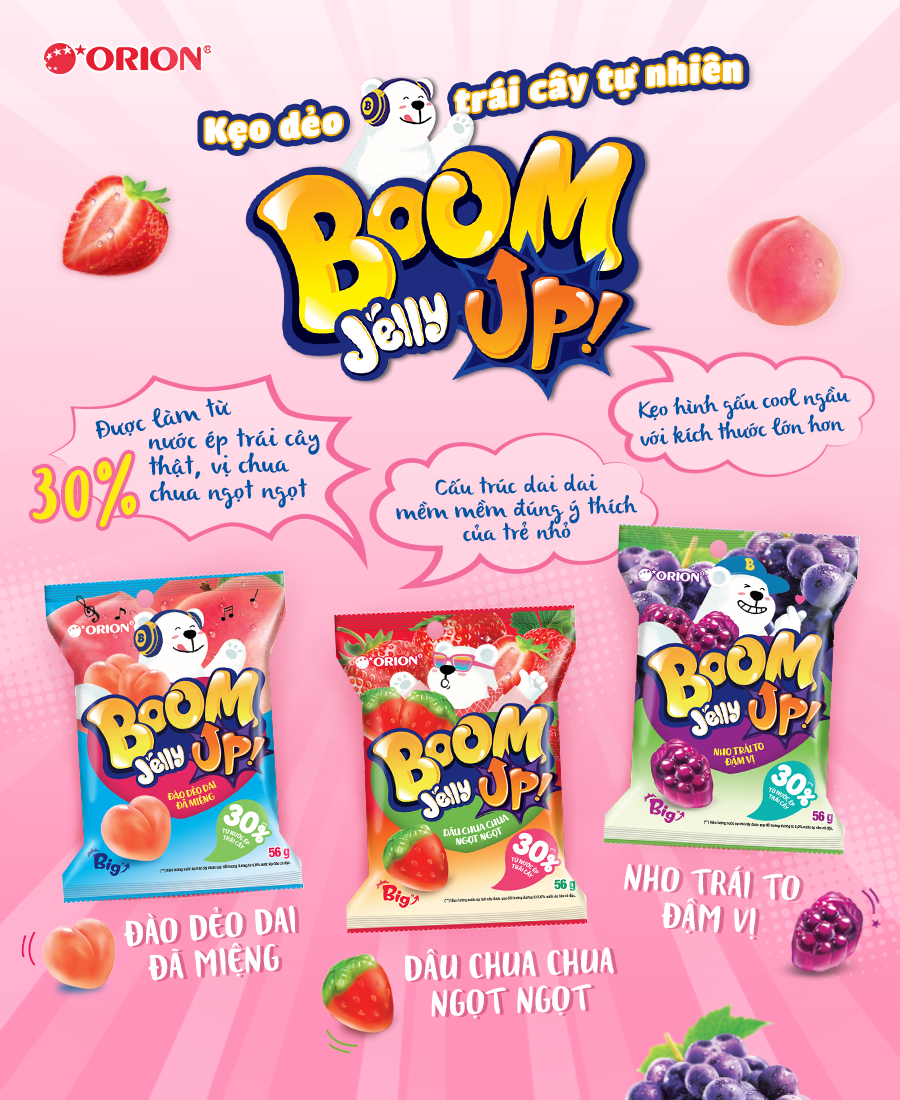 Kẹo dẻo BOOM Up! hương Đào - Công ty TNHH Thực phẩm Orion Vina