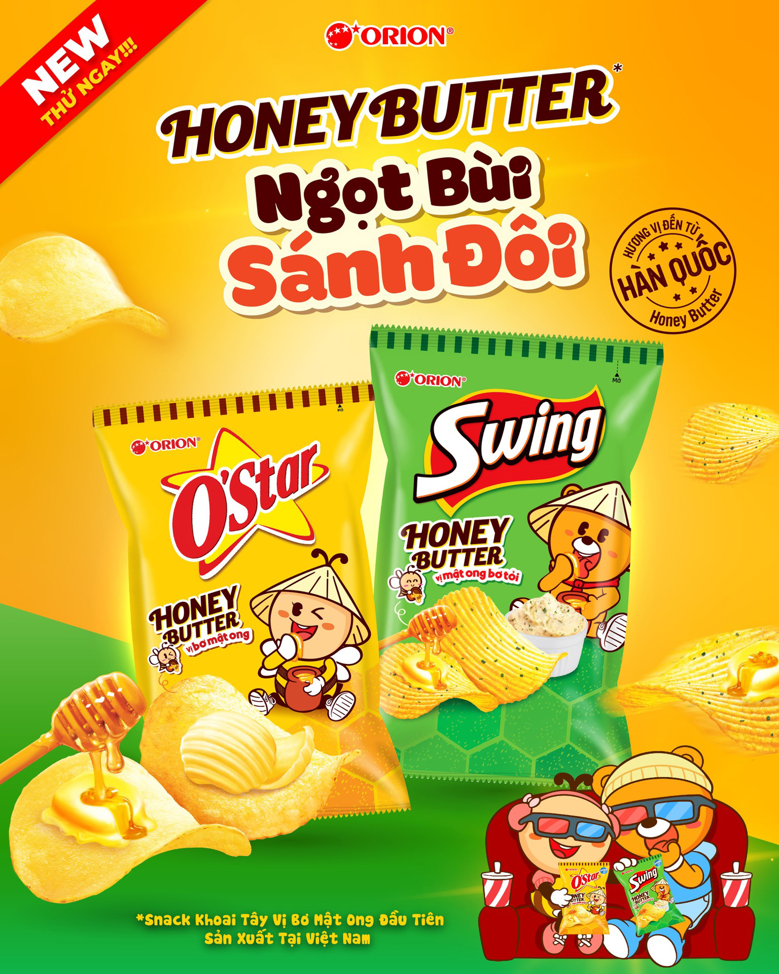 Bánh Snack O'Star Honey Butter - Công ty TNHH Thực phẩm Orion Vina